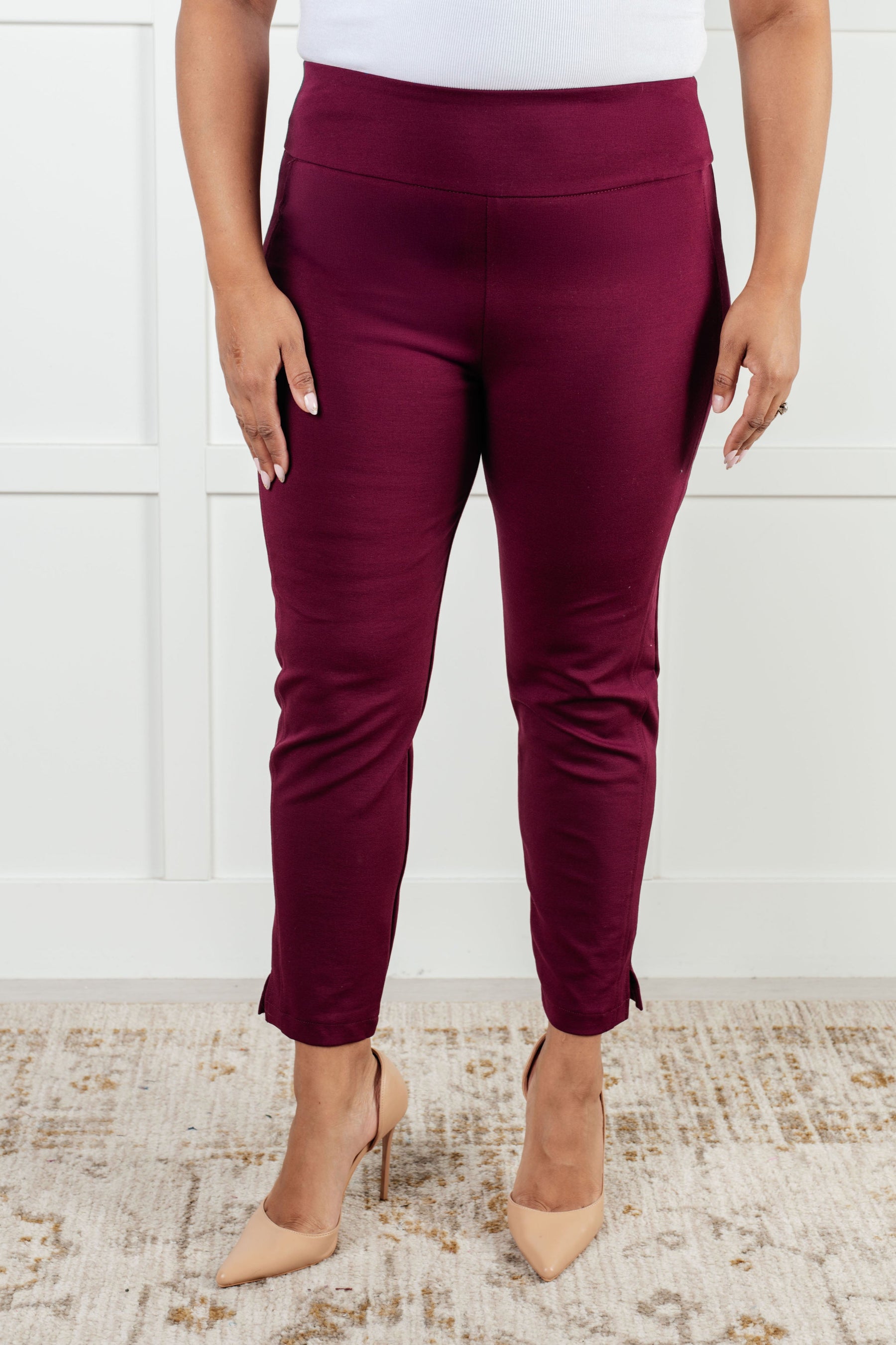 Magic Ankle Crop Skinny Pants in Wine – AddiBray